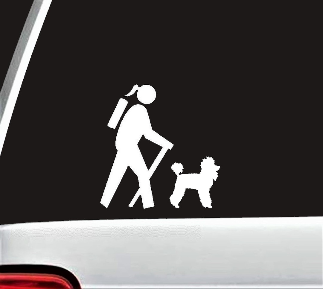 Hiking Hiker With Poodle Dog Decal Sticker for Car Truck SUV Van Window ...