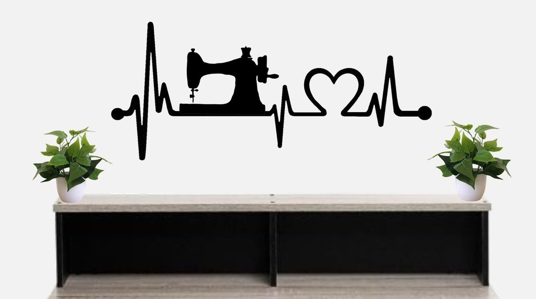 Sewing Machine Heartbeat Lifeline Wall Decal Sticker Love to Sew | BG ...