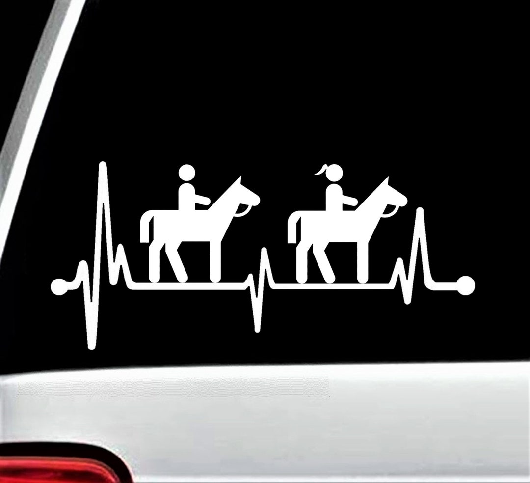 Horseback Riding Decal Sticker | Couple Riding Horses Heartbeat ...