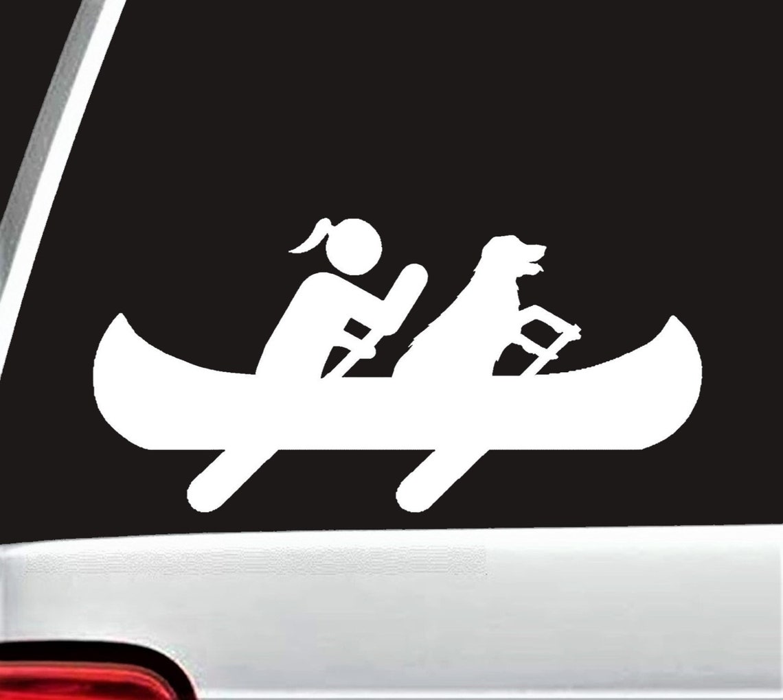 Girl and Dog Rowing Canoe Kayak Decal Sticker M1150 - Etsy