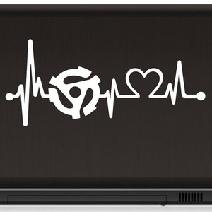 45 RPM Record Spindle Adapter Heartbeat Decal Sticker for Car Window ...