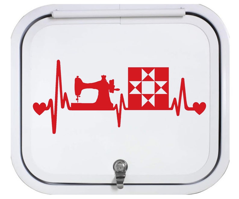 Sewing Machine Quilting Block Heartbeat Decal Sticker for Car Window ...