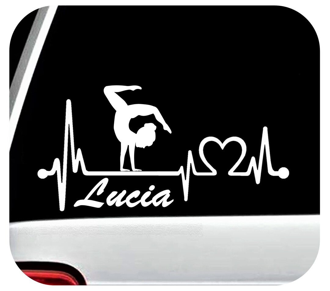 Custom Personalized Gymnastics Girl Heartbeat Lifeline Decal Sticker ...