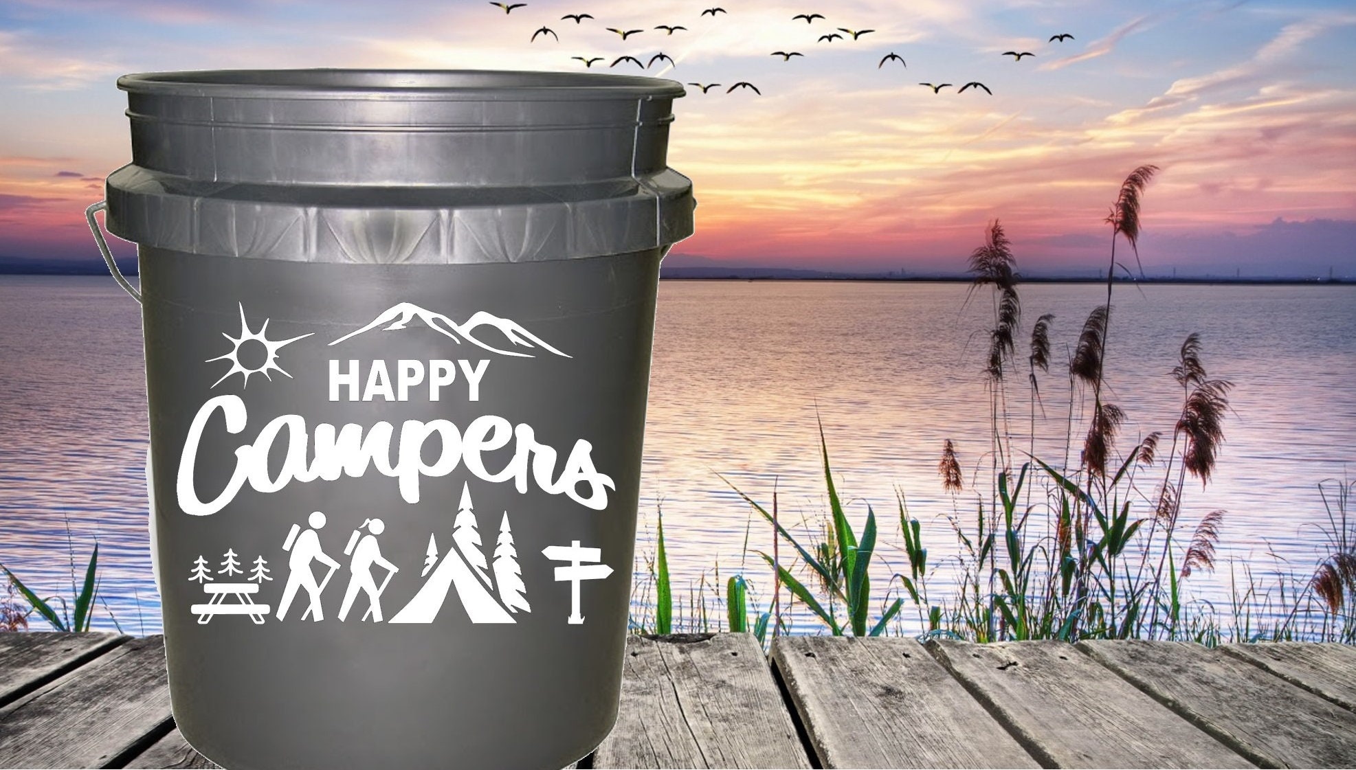 Happy Campers Camper Camping Bucket Tent Decal Sticker for Car | Etsy