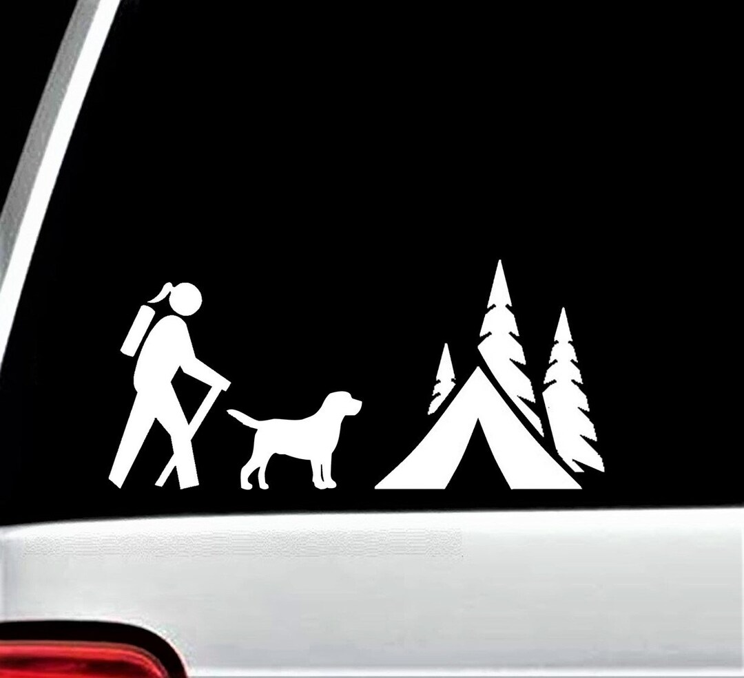 Hiker Camper With Dog Camping Tent Decal Sticker for Car Window 7.50 ...