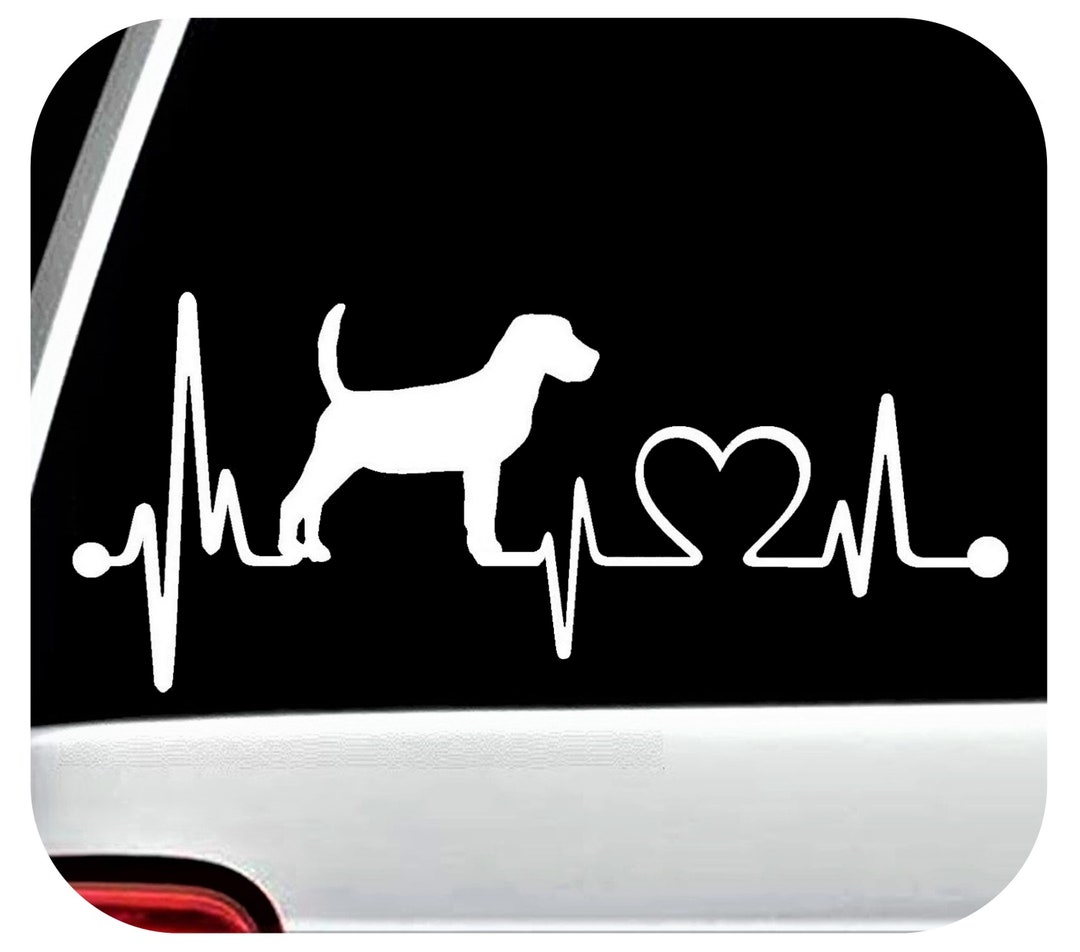 Beagle Decal for Car Window | Beagle Heartbeat Dog Decal Sticker ...