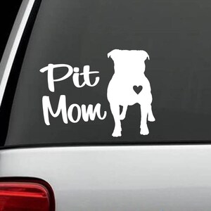 Pit Mom Pit Bull Pitbull With Heartbeat Family Decal Sticker for Car ...