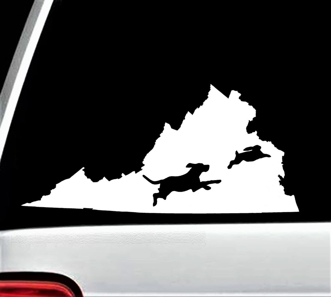 Beagle Chasing Rabbit in Virginia Decal Sticker for Car Window | Rabbit ...