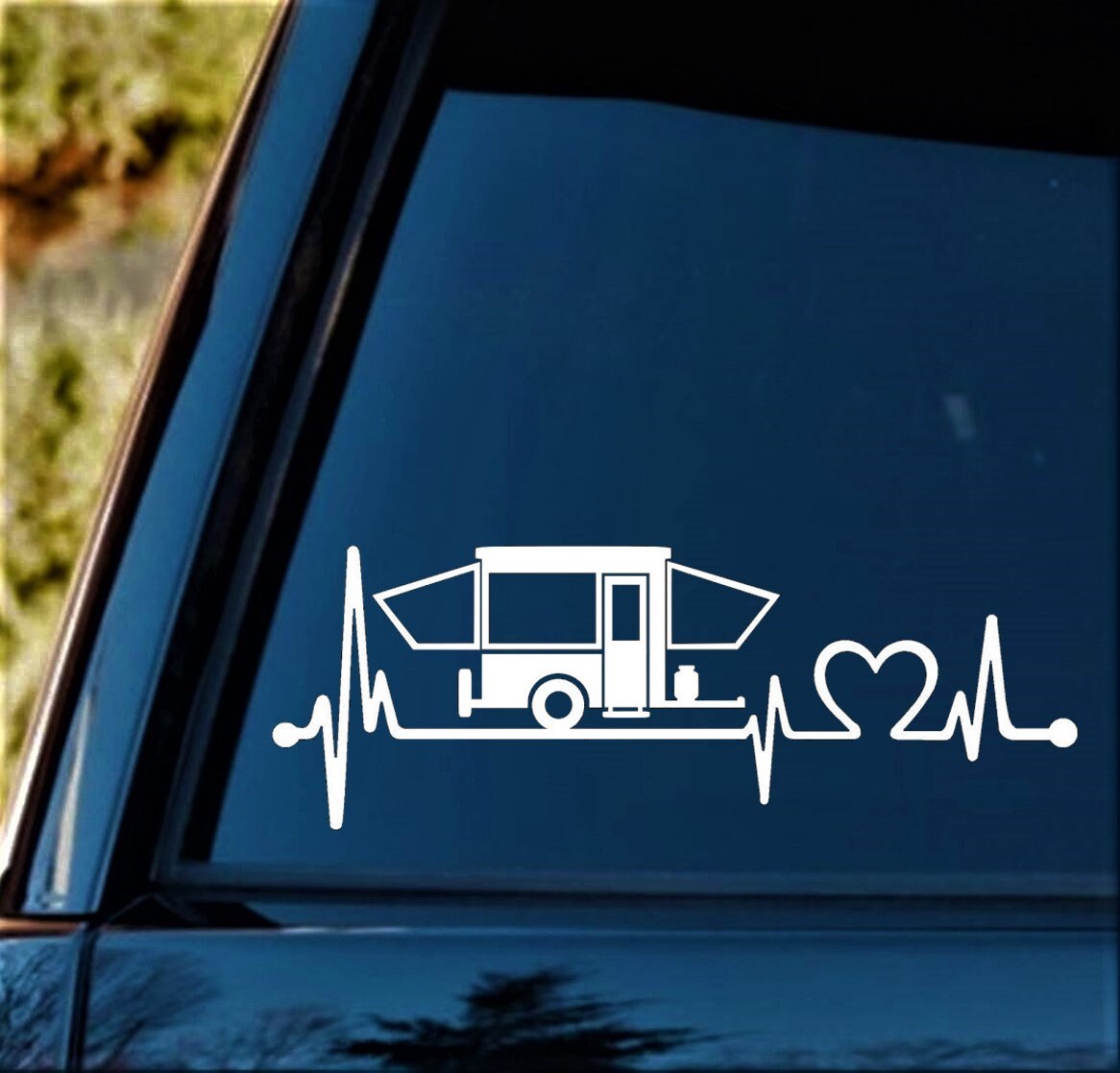 Pop up Camper Travel Trailer Heartbeat Lifeline 8 Inch Decal Sticker ...