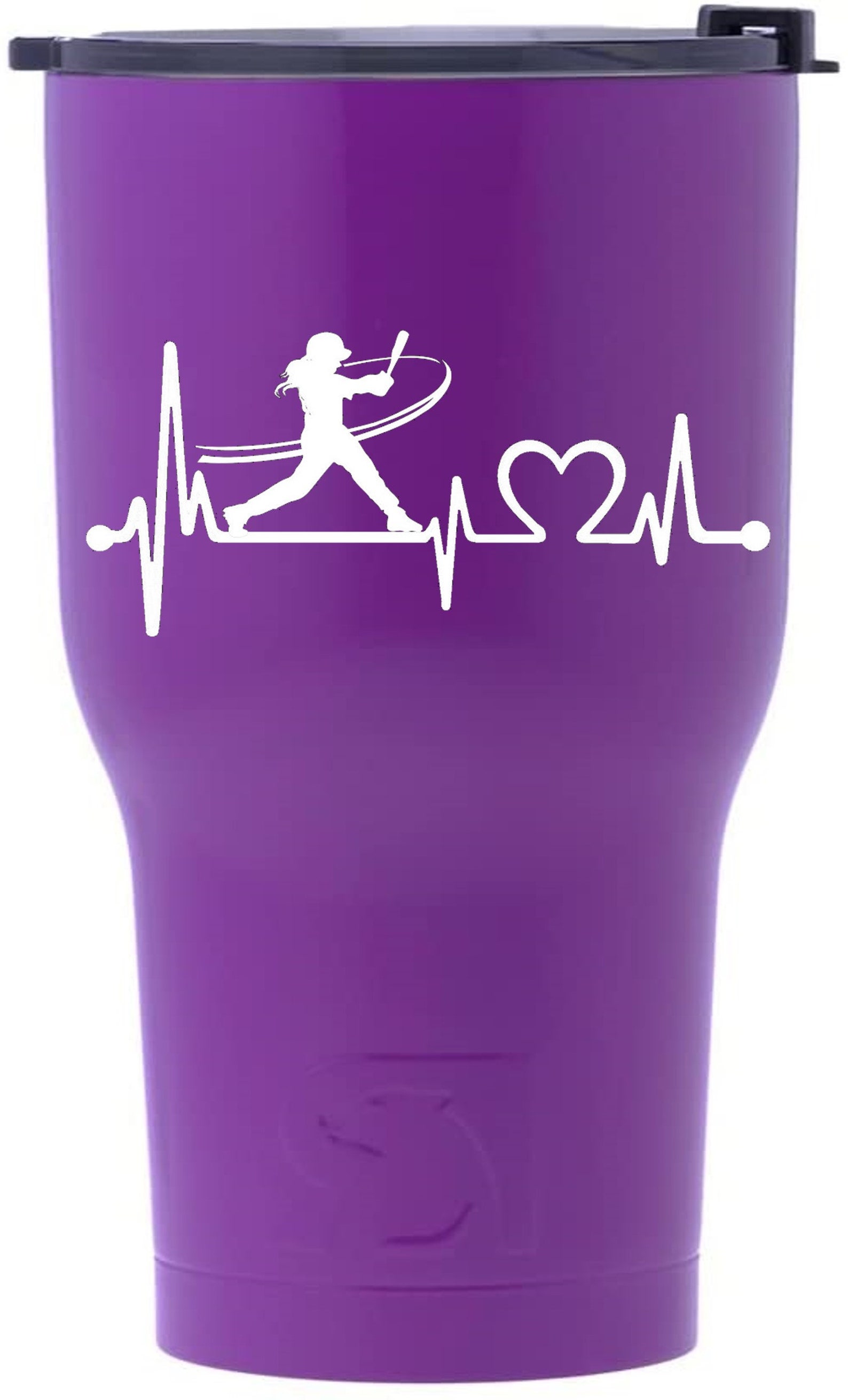 Softball Girl Batter Batting Heartbeat Lifeline Decal Sticker | K1072 ...