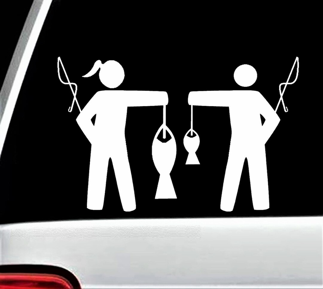 Fishing Decal for Car | Fish Like A Girl Decal | Girl and Guy Funny ...