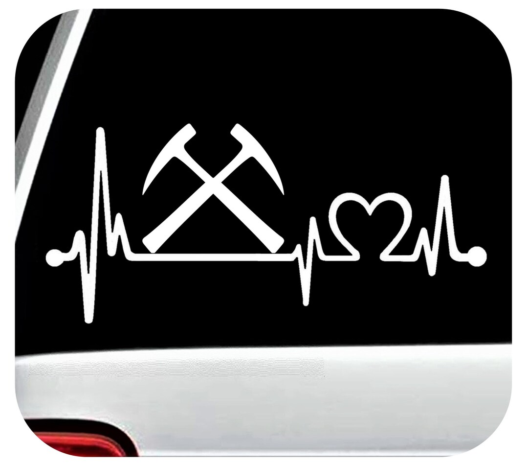Geology Rock Hammer Picks Decal | Geological Heartbeat Lifeline Sticker ...