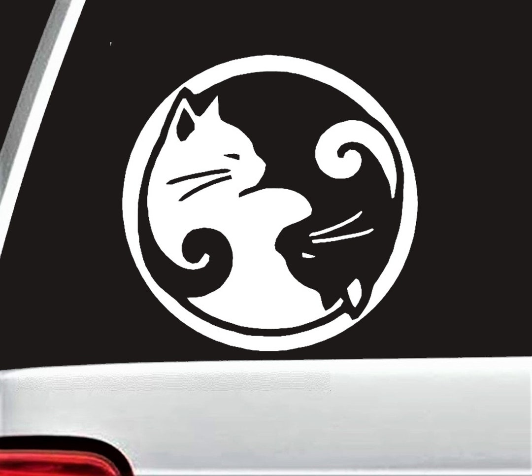 Ships Fast - Cat Decal for Car | Cat Yin Yang Decal for Car | Gift for ...