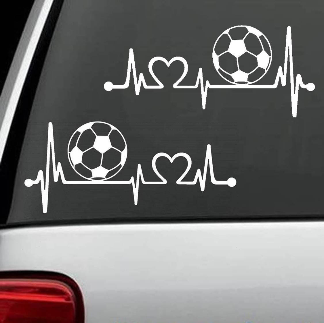 Soccer Ball Decal for Car Window Soccer Heartbeat Decal | Etsy