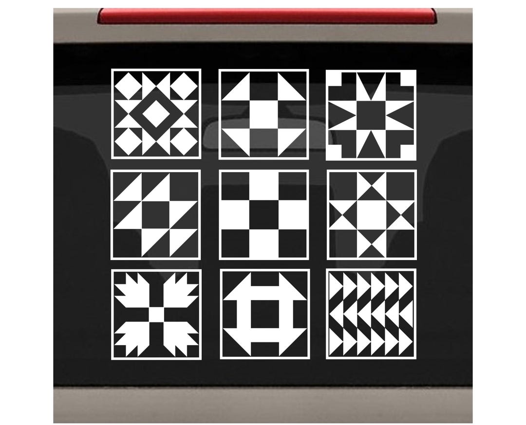 Quilt Block Quilting Decal Sticker Set 9-count for Car Window Sewing ...
