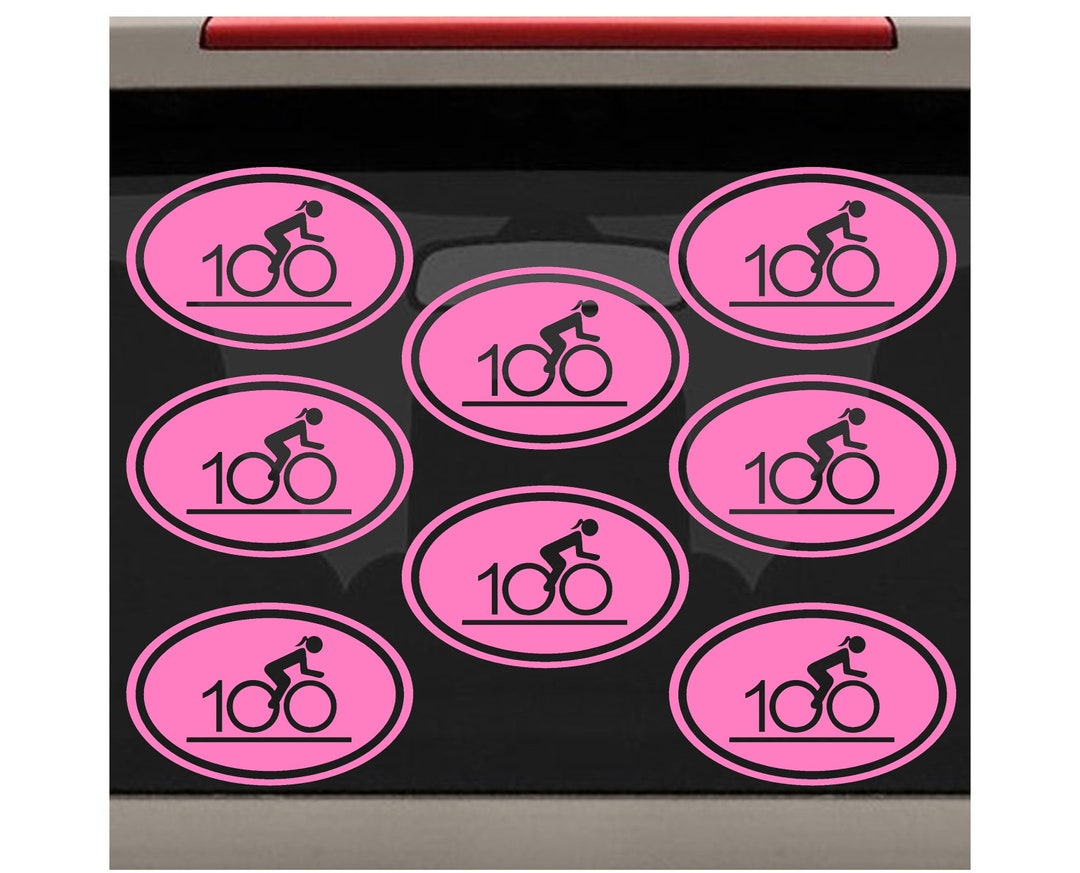 8-count Girl Bicycling Cycling 100 Mile Bike Race Decal Sticker Oval ...