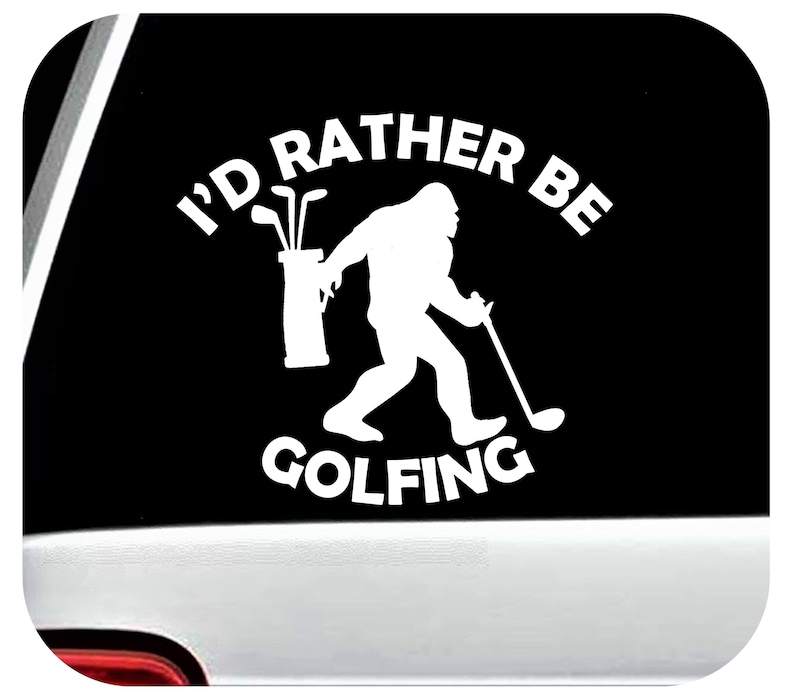 Bigfoot Golfer Decal | Sasquatch Golfing With Golf Bag and Club Decal ...