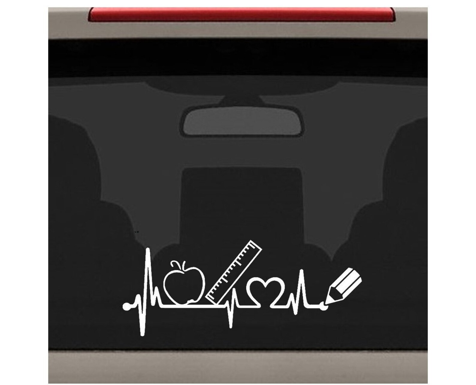 Teacher Heartbeat Lifeline Apple Ruler Pencil Decal Sticker K1131 - Etsy