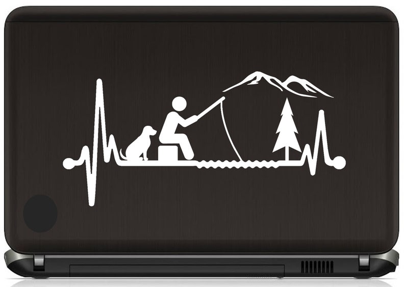 Guy With Dog Fishing Heartbeat Lifeline Decal Sticker for Car - Etsy