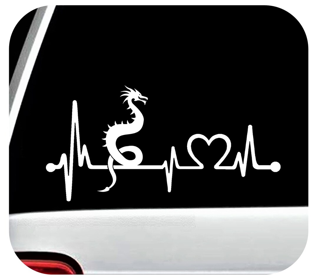 Dragon Decal for Car | Dragon Heartbeat Lifeline Monitor Decal Sticker ...