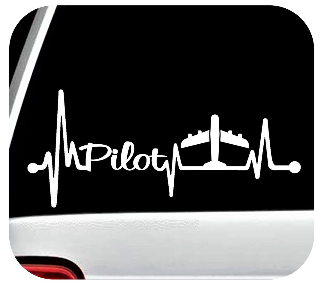 Airplane Pilot Heartbeat Lifeline Decal Sticker | Gift for Pilot | Love ...