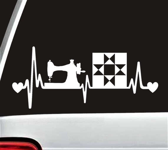 Sewing Machine Quilting Block Heartbeat Decal Sticker for Car - Etsy