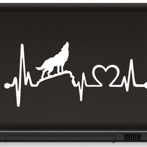 Howling Wolf Heartbeat Lifeline Decal Sticker K1104 - Etsy