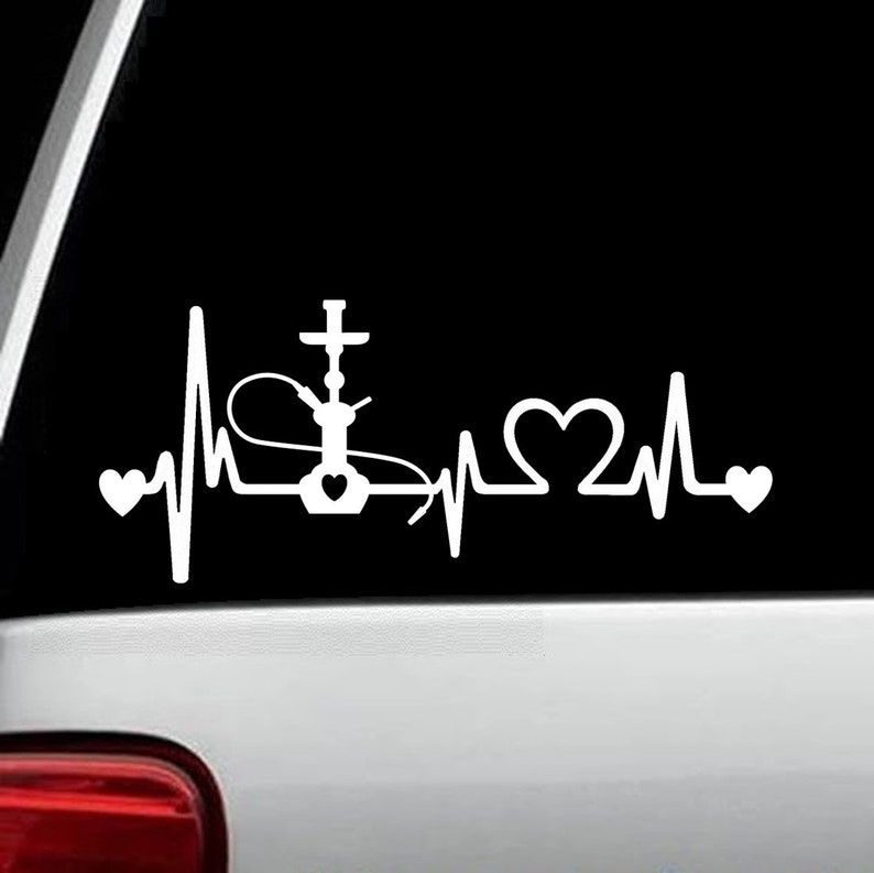 Hookah Heartbeat Lifeline Decal Sticker for Car Window 8 Inch | Etsy