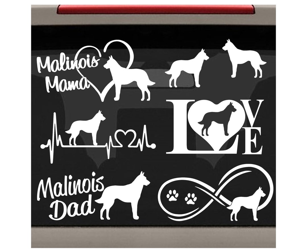 Malinois Mama Dad Heartbeat Lifeline Infinity Decal Sticker Set for Car ...