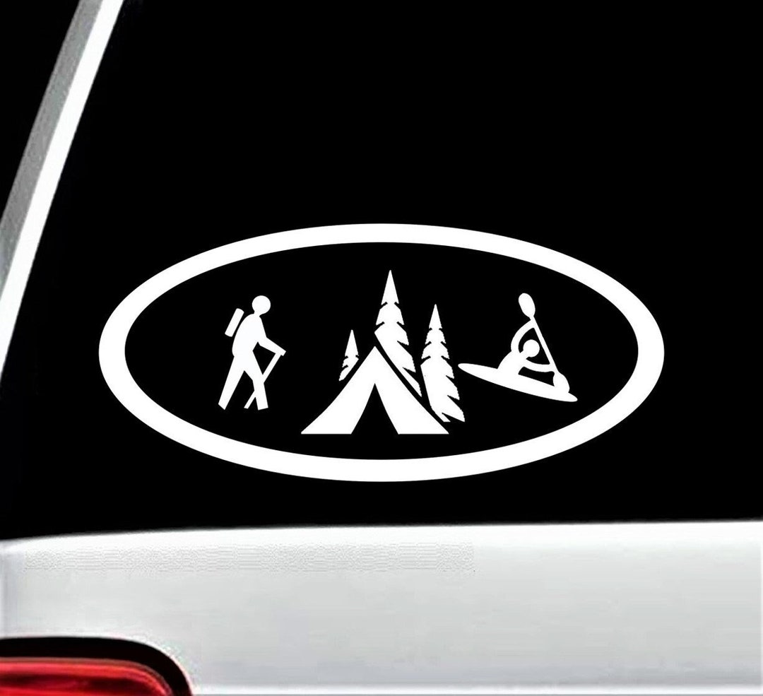 Hiking Camping Kayak Oval Decal Sticker for Car Window | Outdoor ...