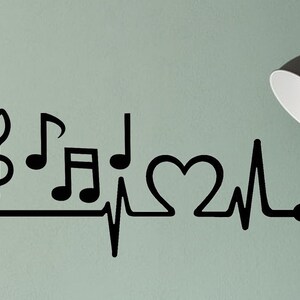 Music Notes Heartbeat Lifeline Wall Decal BG 495 - Etsy