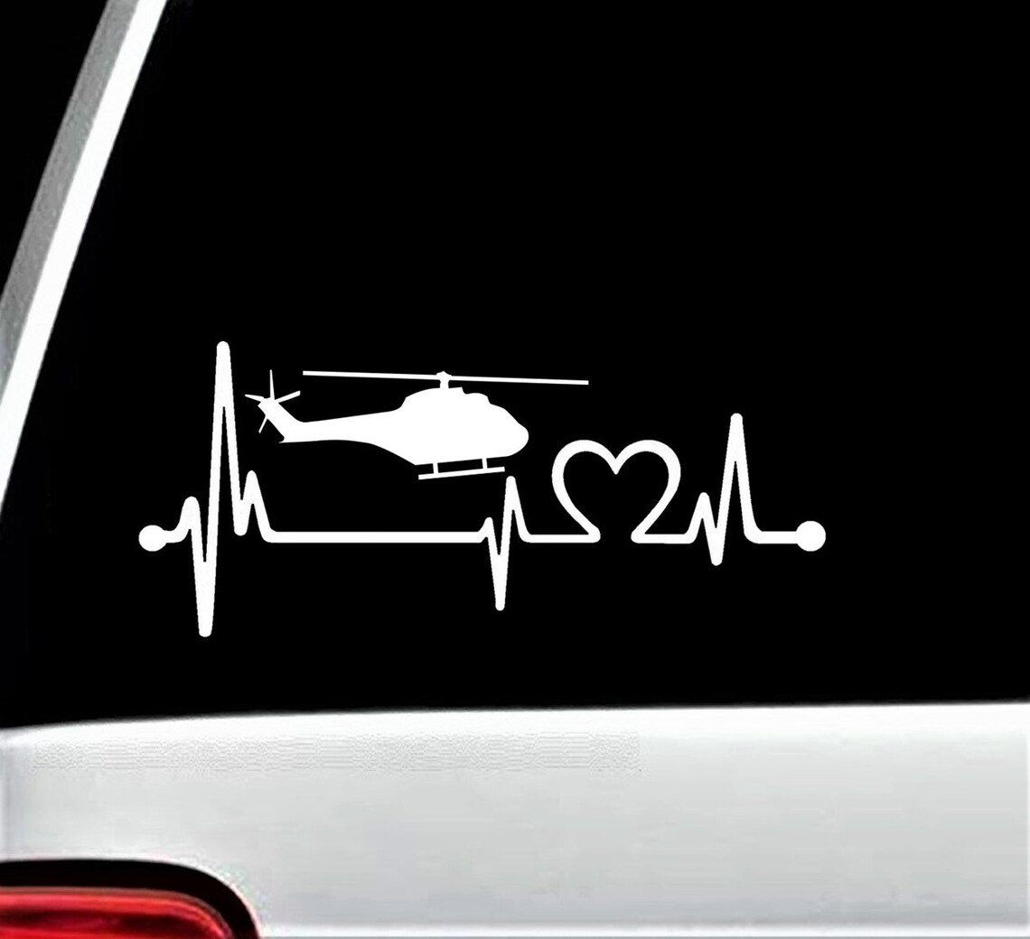 Helicopter Heartbeat Lifeline Decal Sticker Gift for - Etsy