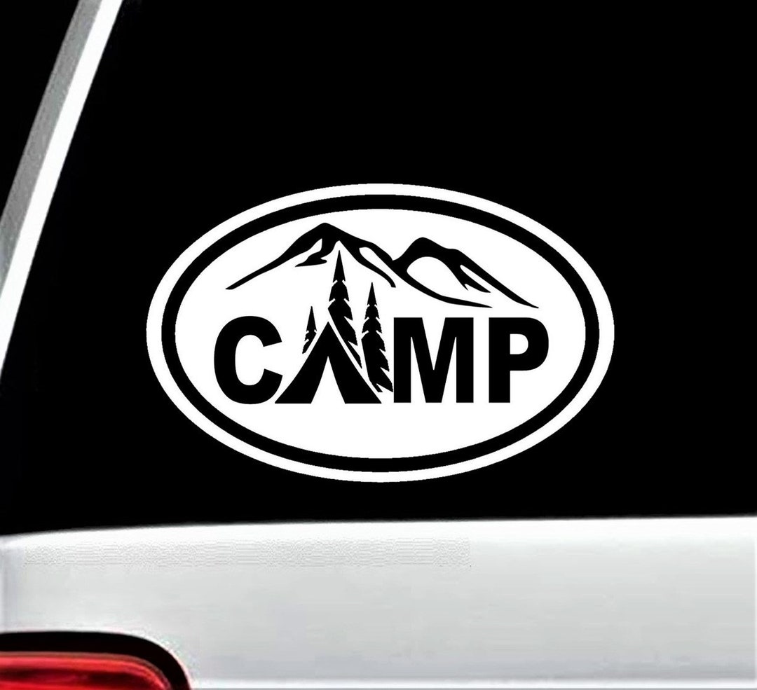 Camping Oval Decal | Camp Sticker for Car Window | Camper Camping Tent ...