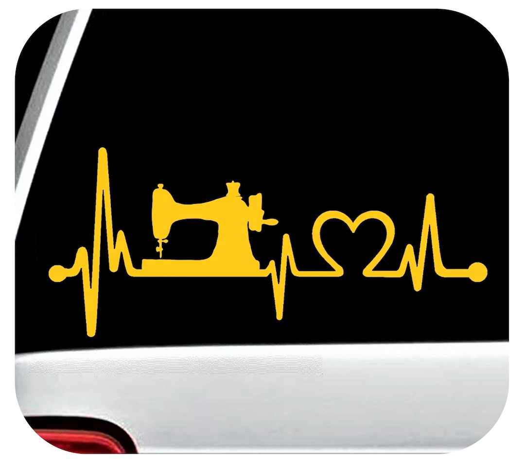 Sewing Machine Heartbeat Lifeline Decal Gold Sticker Love to Sew ...