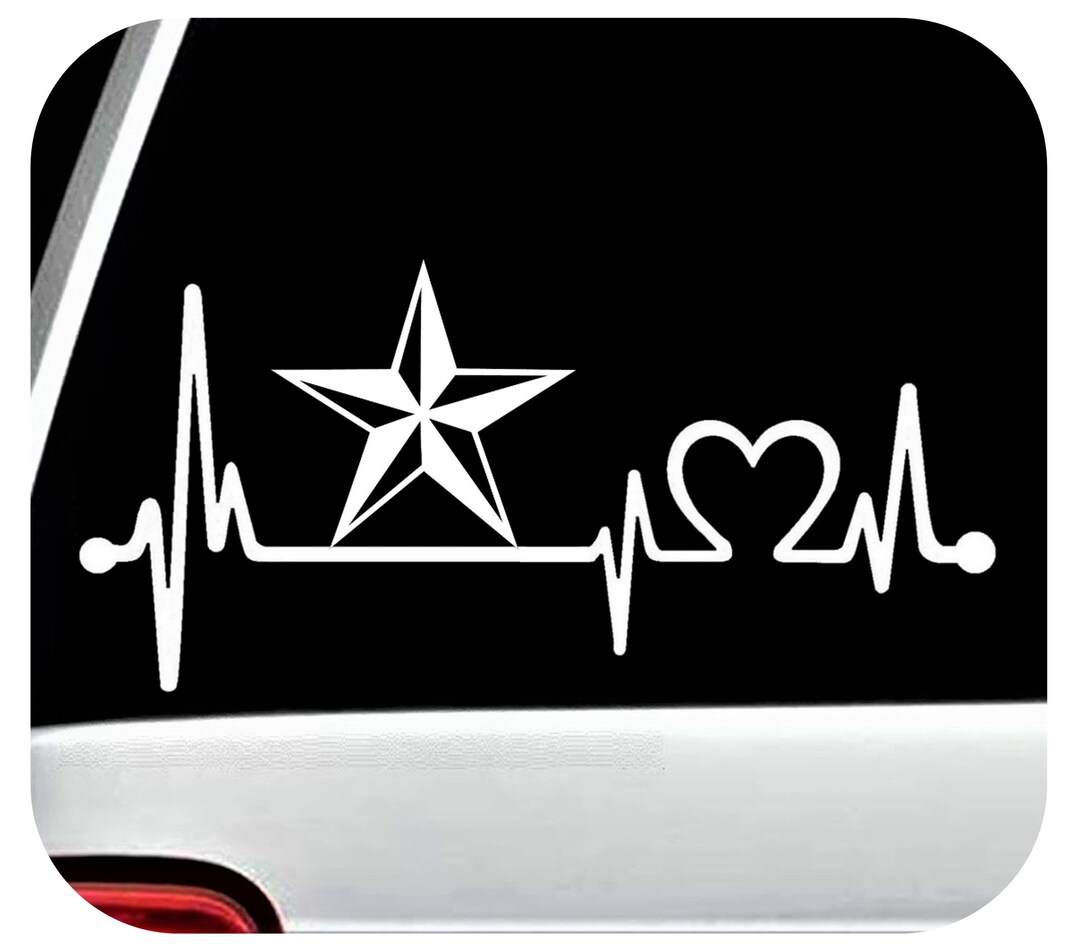 Nautical Star Heartbeat Lifeline Decal Sticker - Etsy