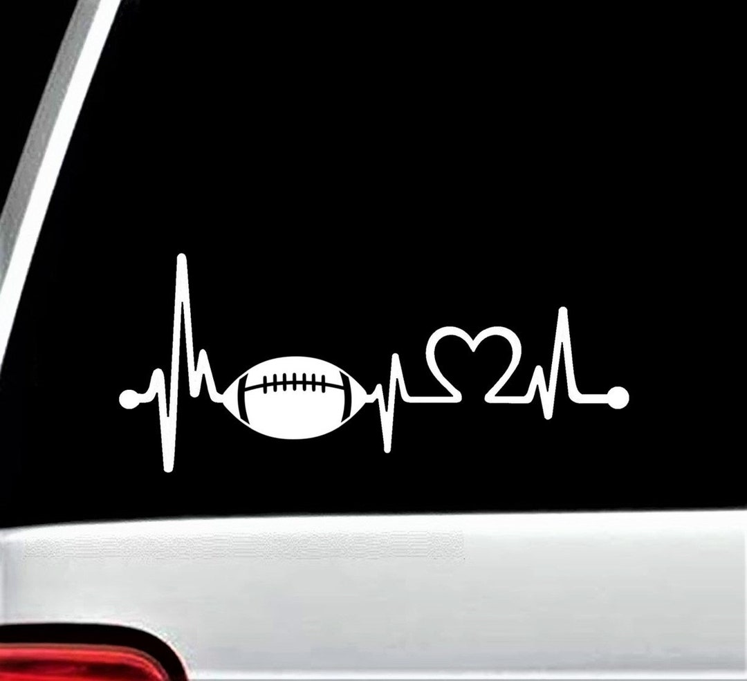 Football Heartbeat Lifeline Decal Sticker for Car Window 8 Inch | BG ...