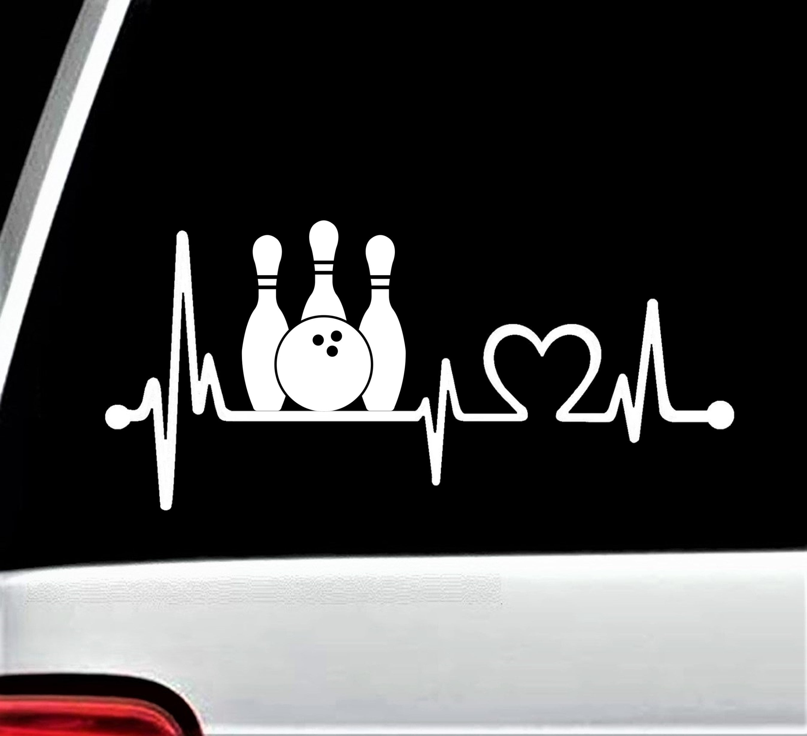 Bowling Decal for Car Window | Bowling Heartbeat Lifeline Decal Sticker ...