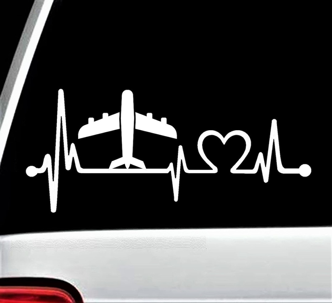Airplane Heartbeat Lifeline Decal Sticker | Gift for Pilot | Love to ...