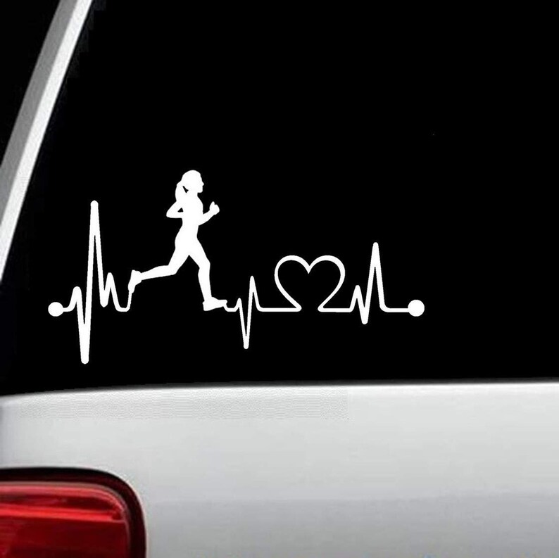 Run Girl Heartbeat Lifeline Running Decal Stickers for Car Window 2 ...