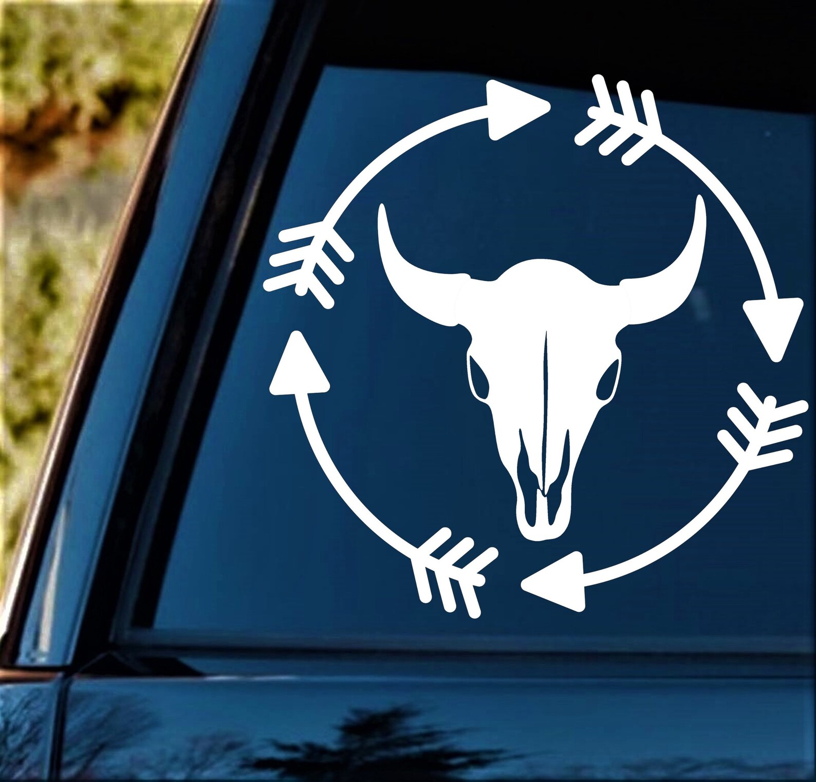 Circle Arrow Cow Skull Decal Sticker Southwestern Art Decor - Etsy