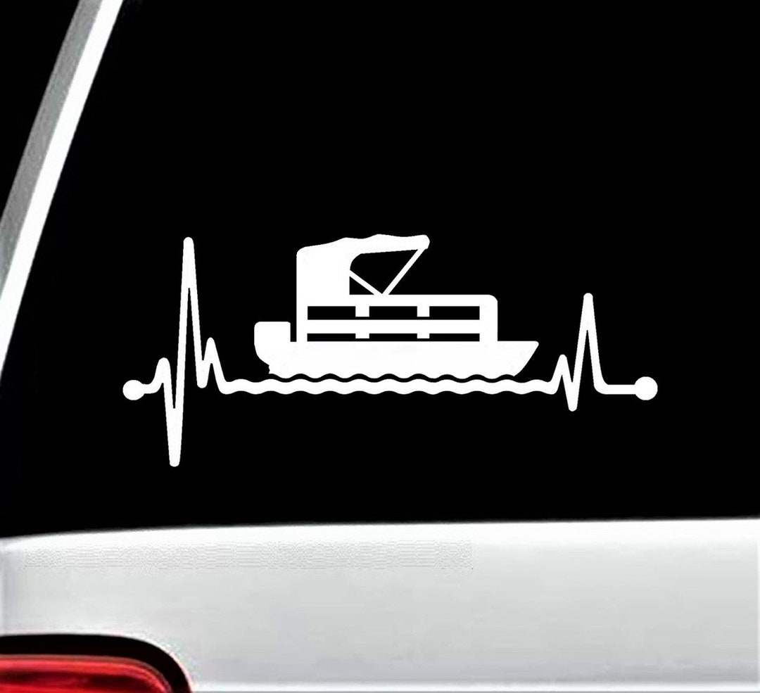 Pontoon Heartbeat Lifeline Decal Sticker Lake Boating Accessories Party ...