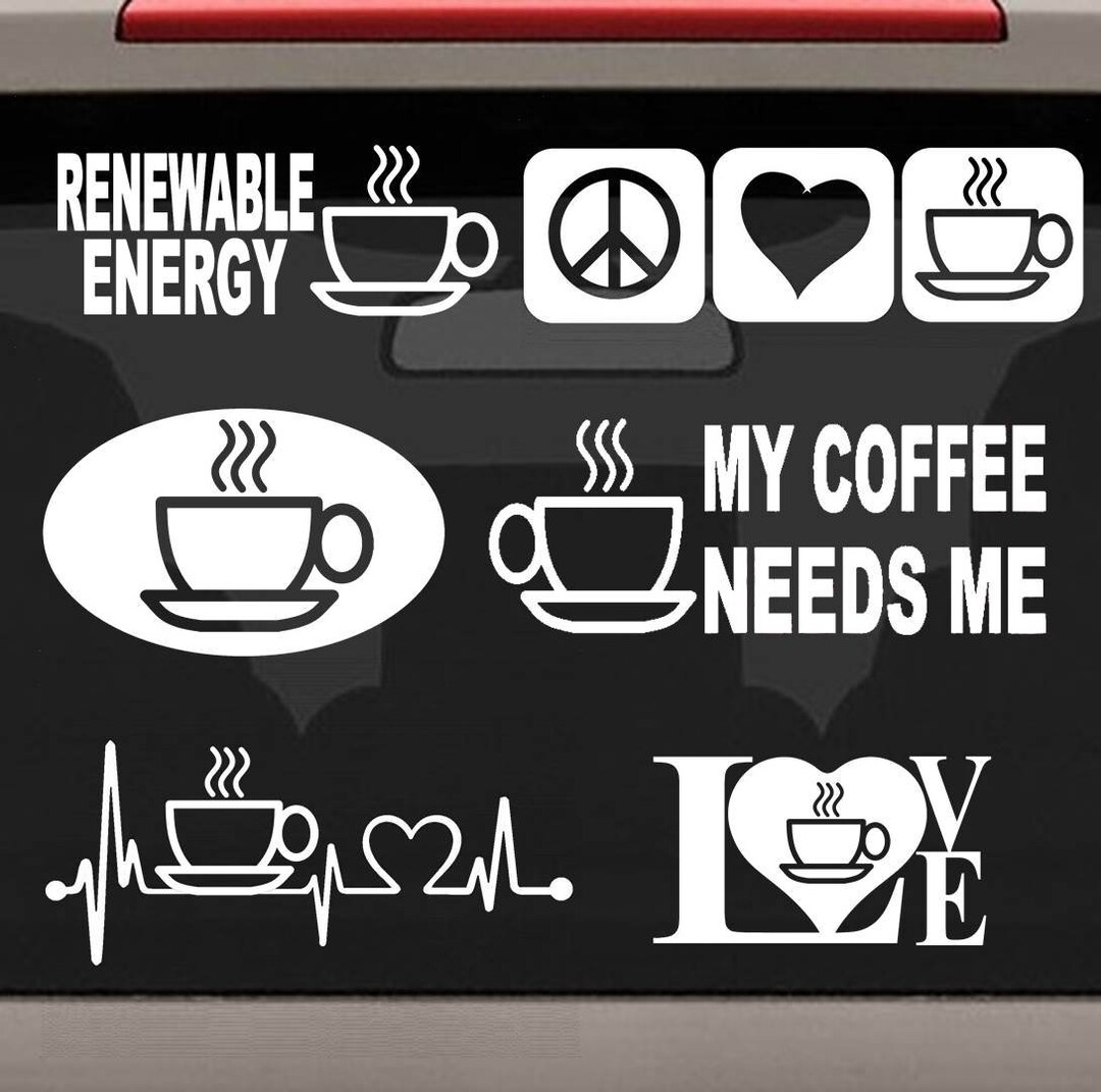 Coffee Cup Decal Sticker Set for Car Window E1080 - Etsy