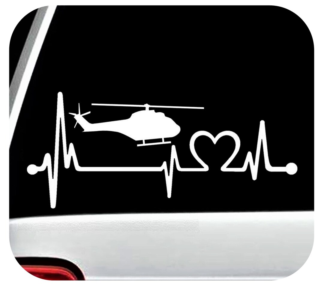 Helicopter Heartbeat Lifeline Decal Sticker | Gift for Military Veteran ...
