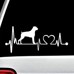 Boxer Decal for Car Window | Boxer Natural Ears Dog Heartbeat Lifeline ...