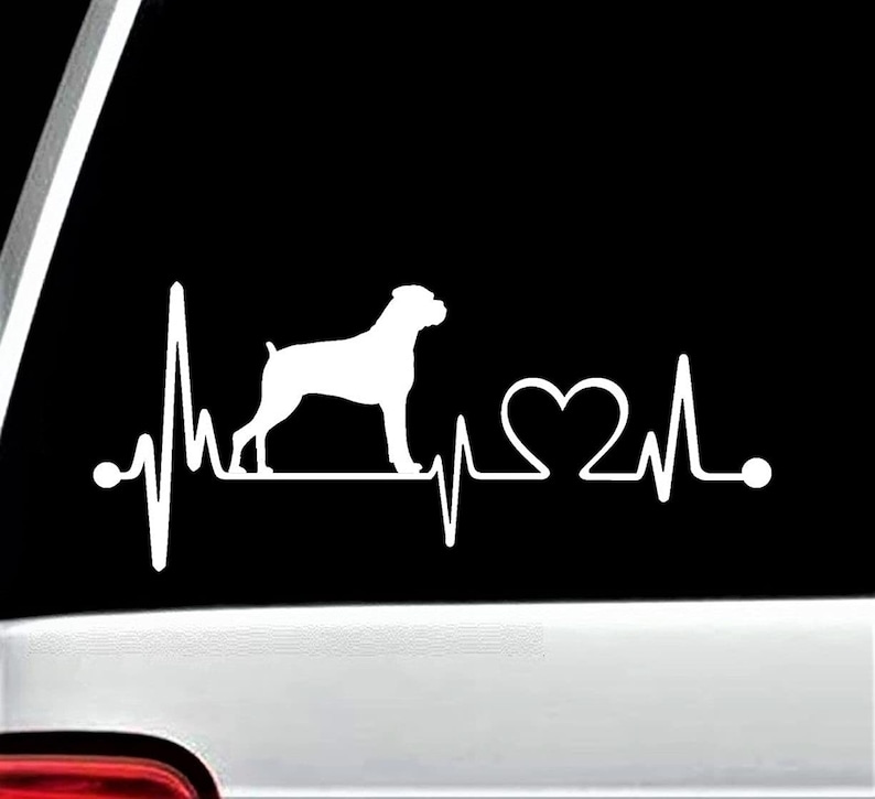 Boxer Decal for Car Window Boxer Natural Ears Dog Heartbeat - Etsy