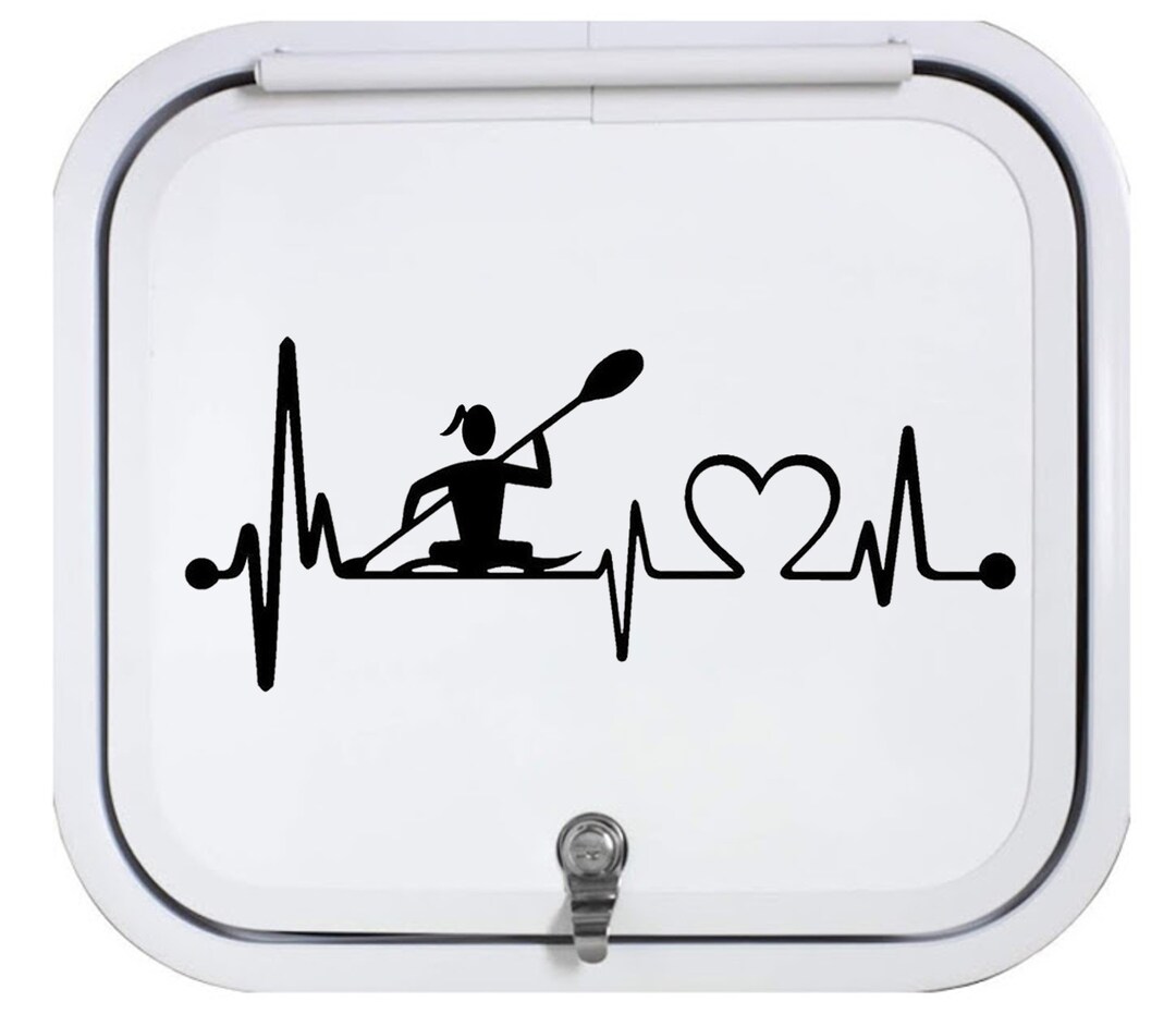 Girl Kayak Heartbeat Lifeline Monitor Decal Sticker | Kayaking Decal ...