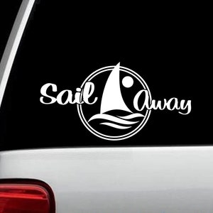 Sail Away Sailboat Decal Sticker for Car Window | BG 382 - Etsy