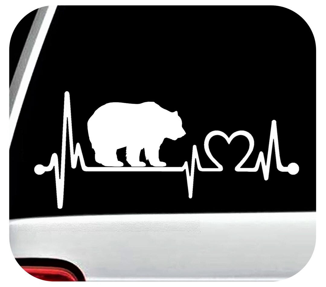 Bear Heartbeat Lifeline Vinyl Decal Sticker for Car Mirror Wall BG 945 ...