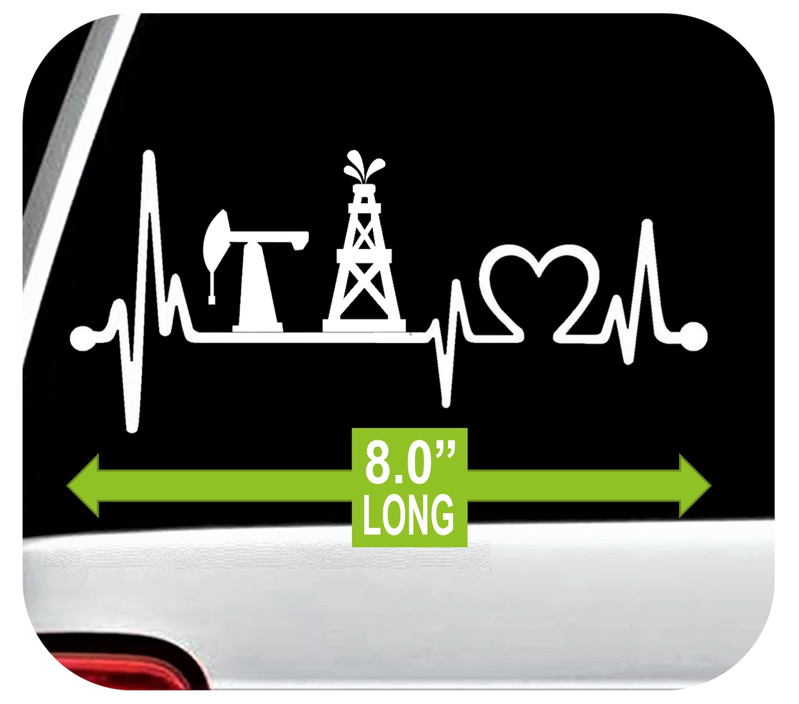 Oilfield Pumpjack Oil Rig Decal Sticker | Pumpjack Heartbeat Decal ...