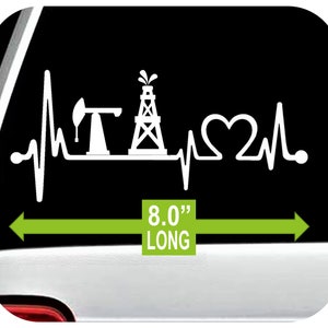 Oilfield Pumpjack Oil Rig Decal Sticker | Pumpjack Heartbeat Decal ...